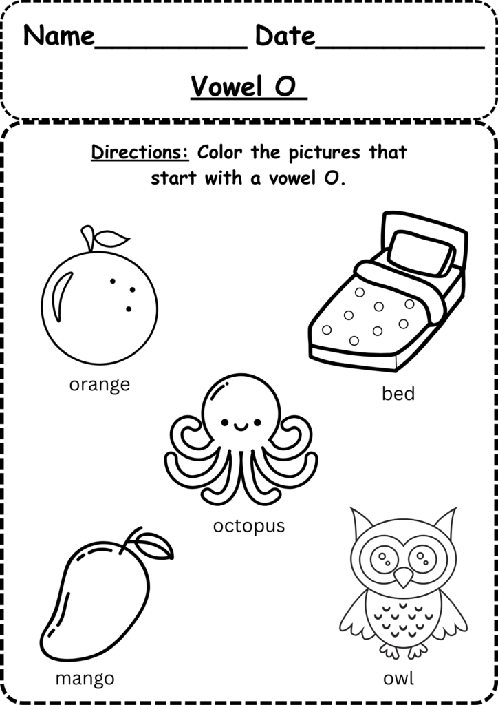 Vowel Coloring Worksheets Free