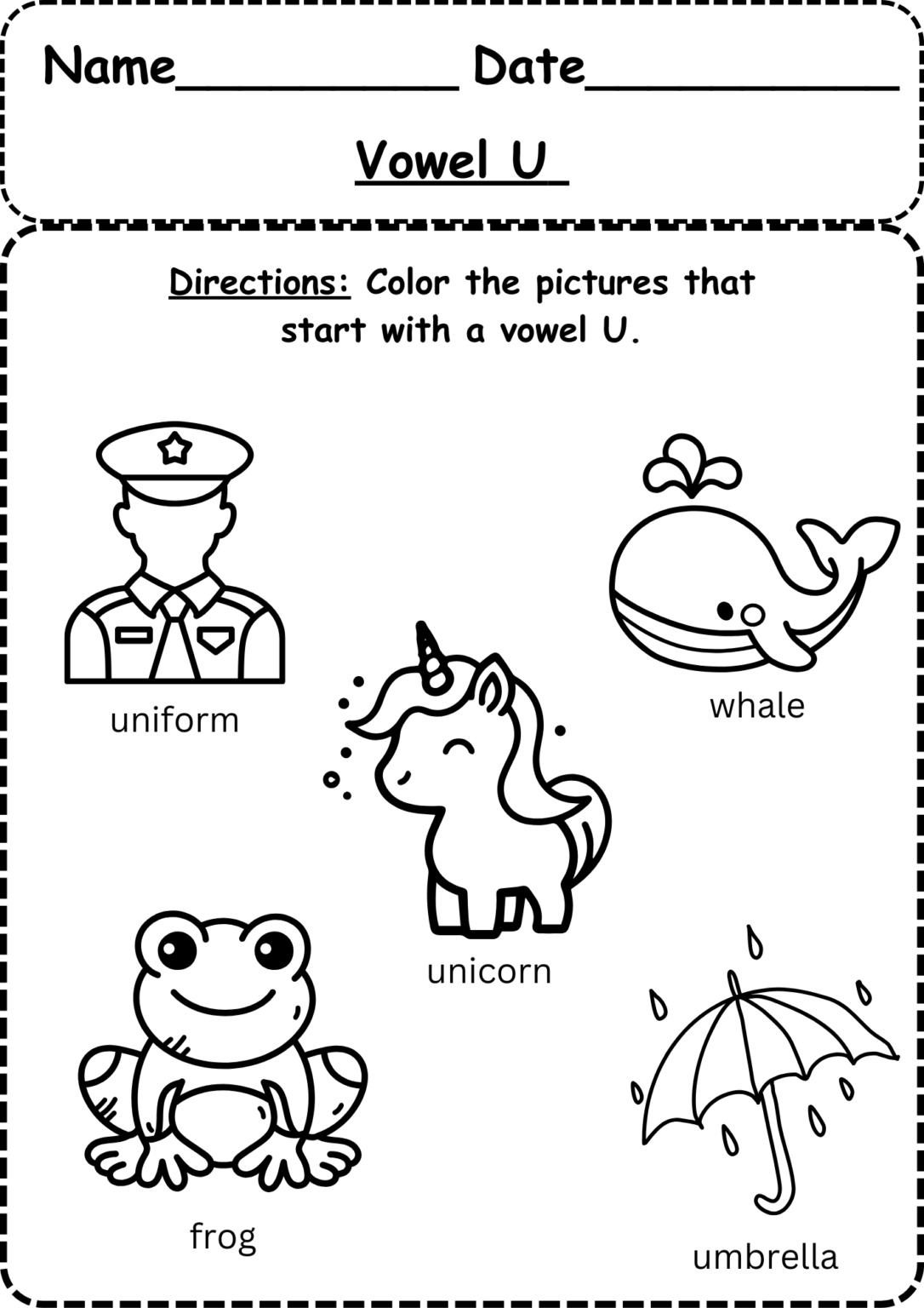 Vowel Coloring Worksheets Free