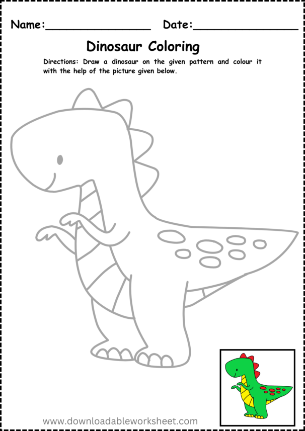 Dinosaur Coloring Page 12 - Downloadable Worksheets