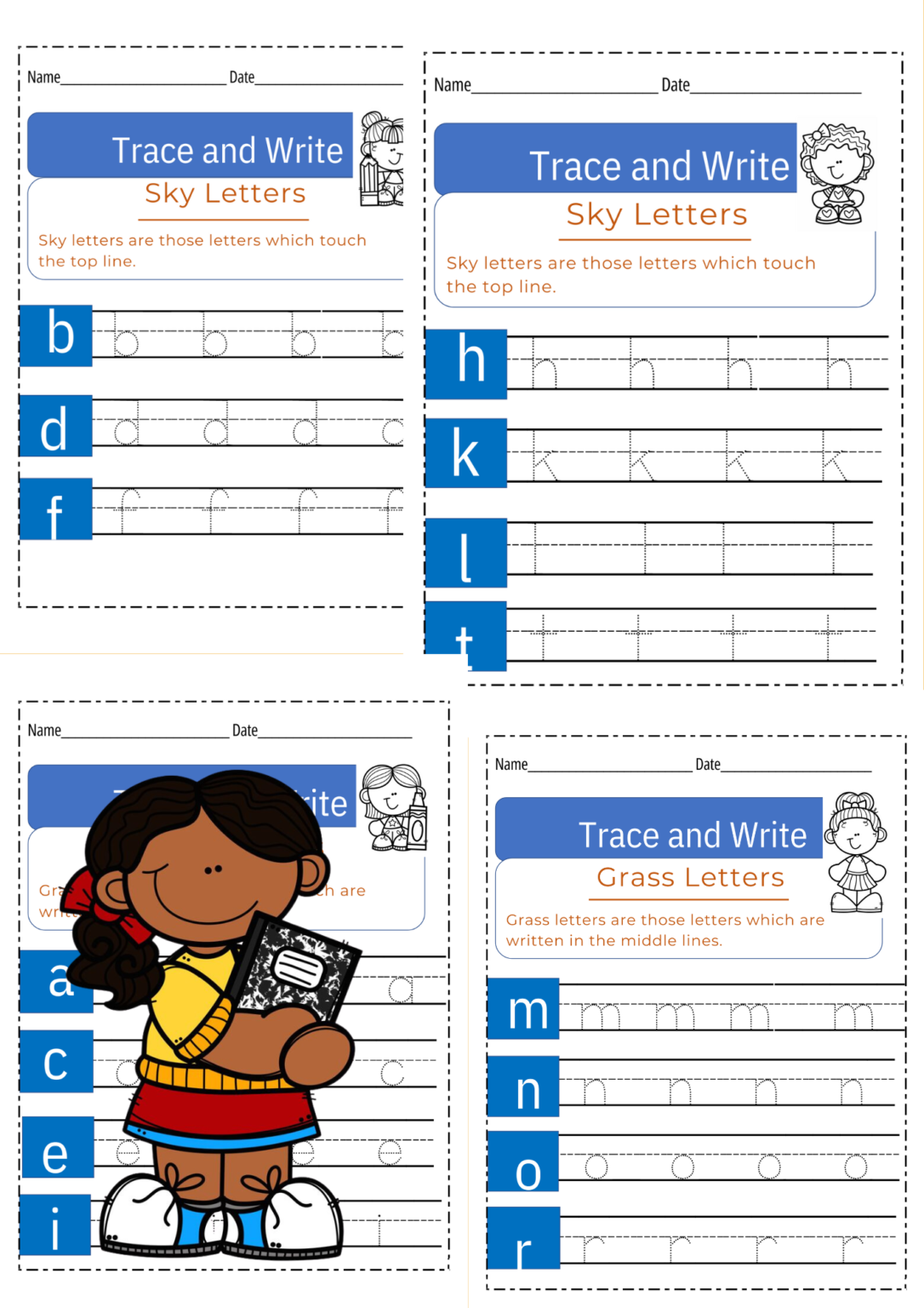 Sky, grass and root letters(8 worksheets)||Learning about sky grass ...