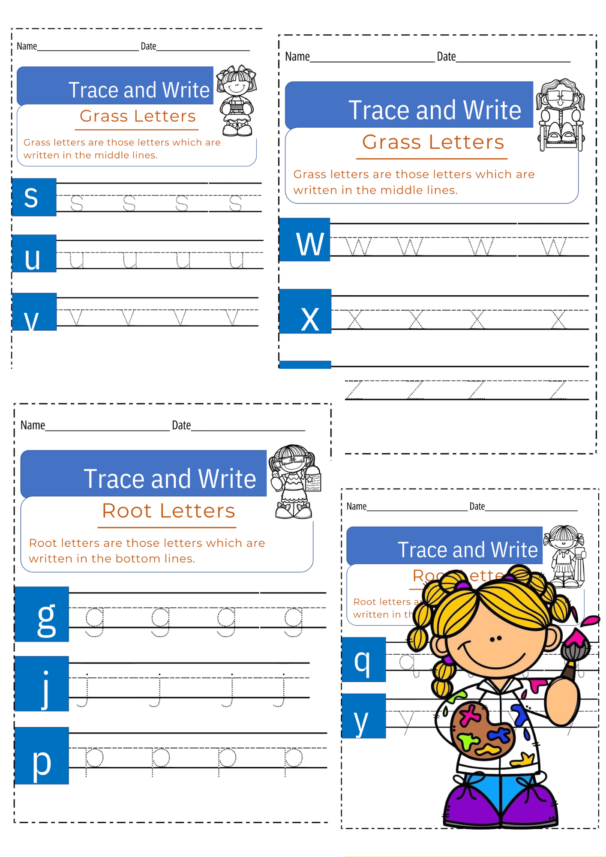 Sky, grass and root letters(8 worksheets)||Learning about sky grass ...