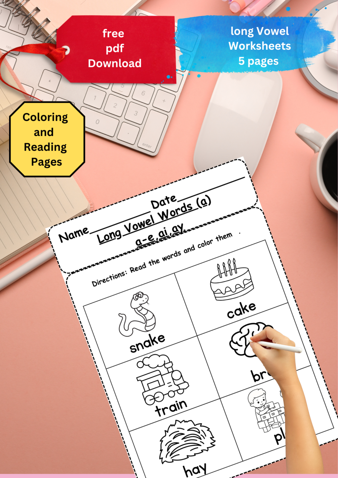 Long Vowels Worksheets Free Coloring Pages (5 Printables)