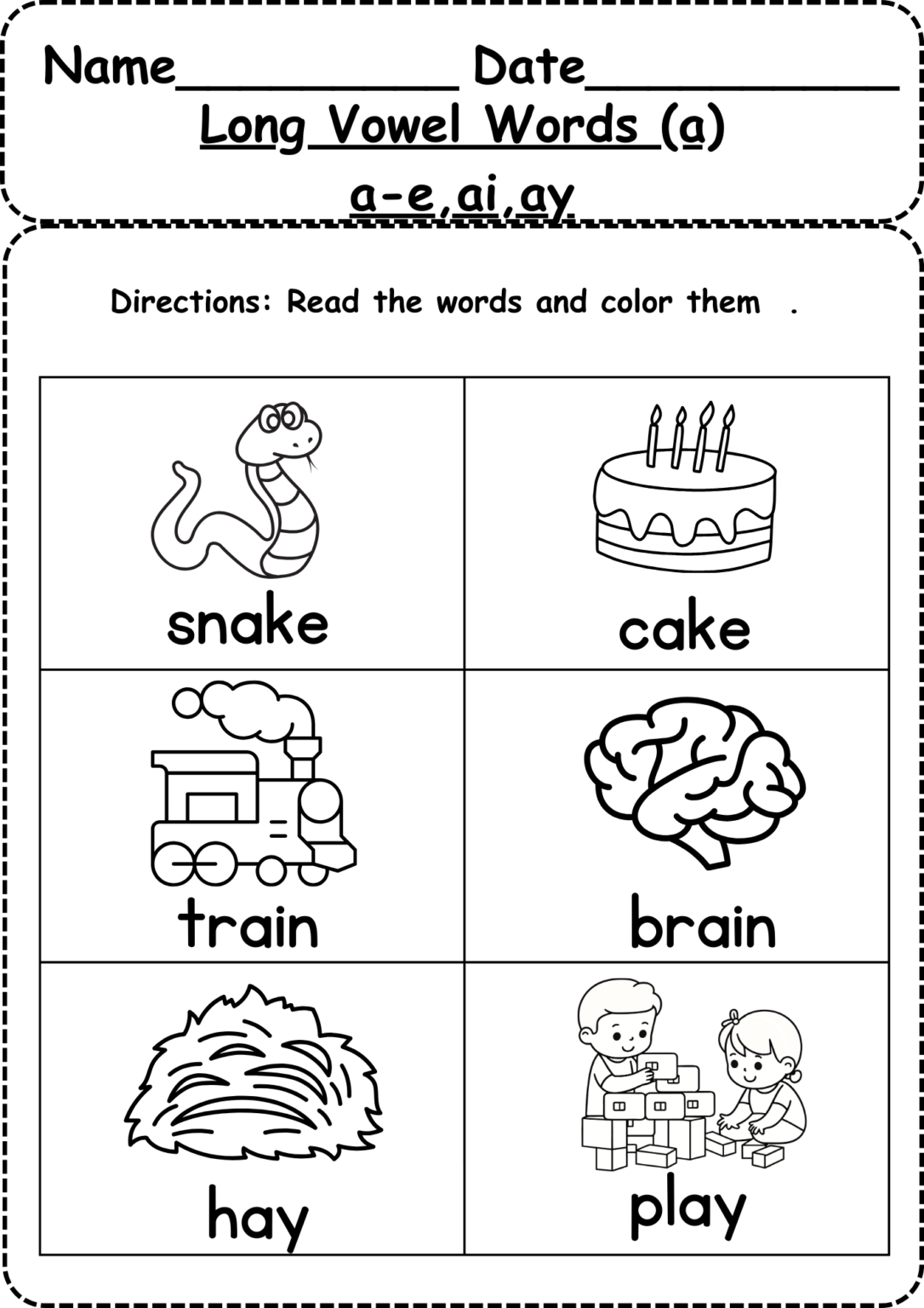 Long Vowels Worksheets Free Coloring Pages (5 Printables)