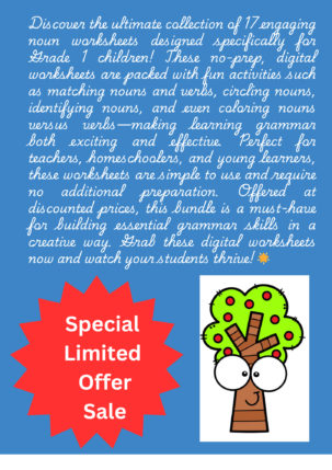 Grade 1 Nouns Worksheets ||No Prep ||17 Printables||Nouns Worksheets Packet