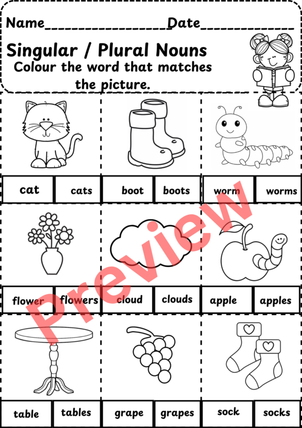 Grade 1 Nouns Worksheets ||No Prep ||17 Printables||Nouns Worksheets Packet