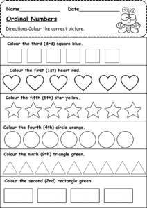 6 Best Free Ordinal Numbers Worksheets for Kindergarten and Grade 1