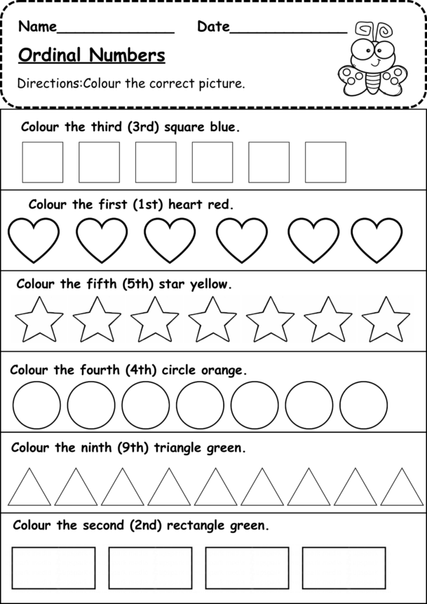 6 Best Free Ordinal Numbers Worksheets for Kindergarten and Grade 1