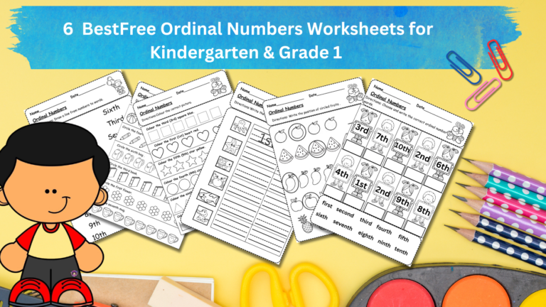 6 Best Free Ordinal Numbers Worksheets for Kindergarten and Grade 1