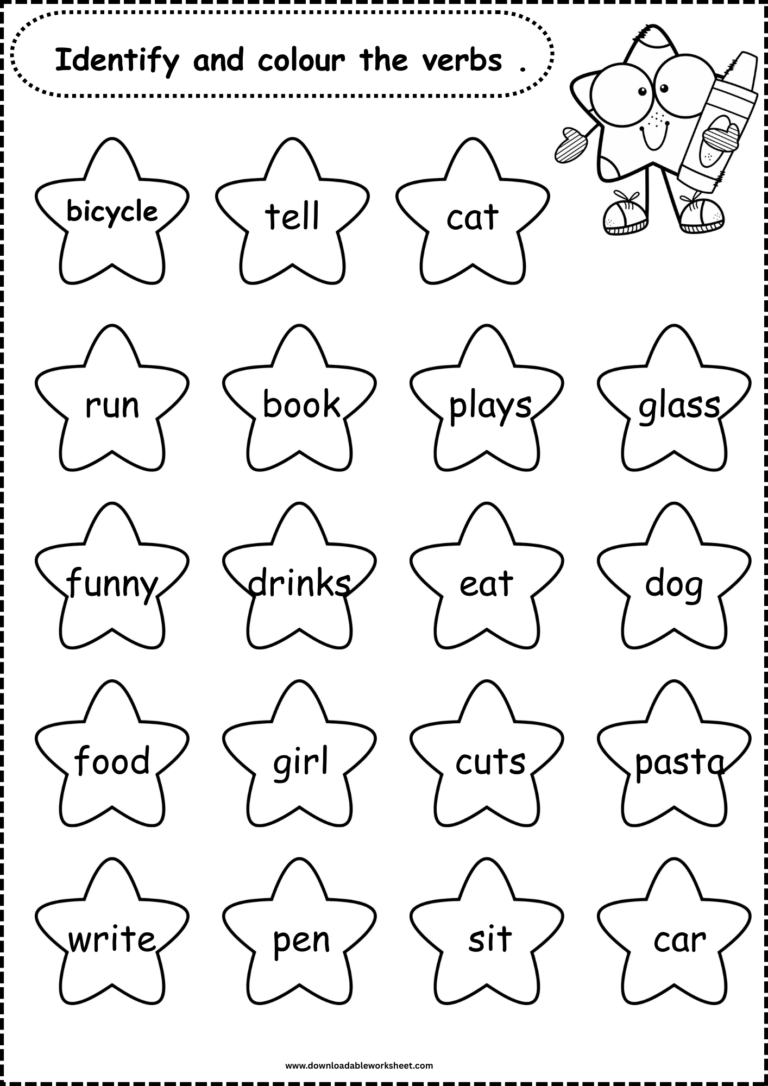 6 Fun-filled Free Ready to Use High-Quality Verb Worksheets for Grade 1