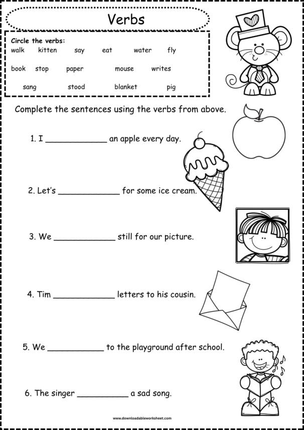 6 Fun-filled Free Ready to Use High-Quality Verb Worksheets for Grade 1