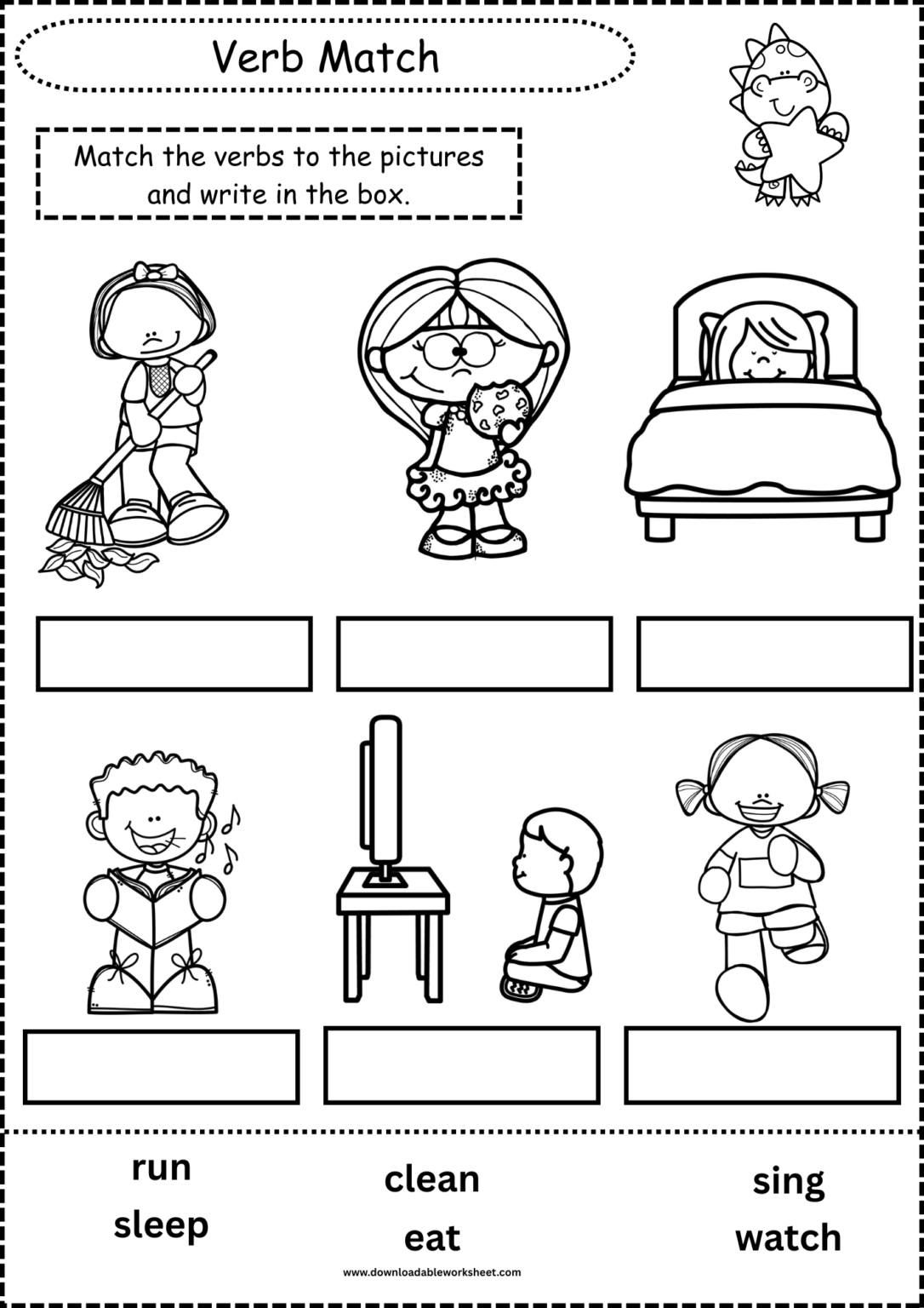 Verbs worksheets for grade 1