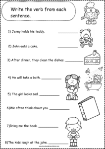 6 Fun-filled Free Ready to Use High-Quality Verb Worksheets for Grade 1