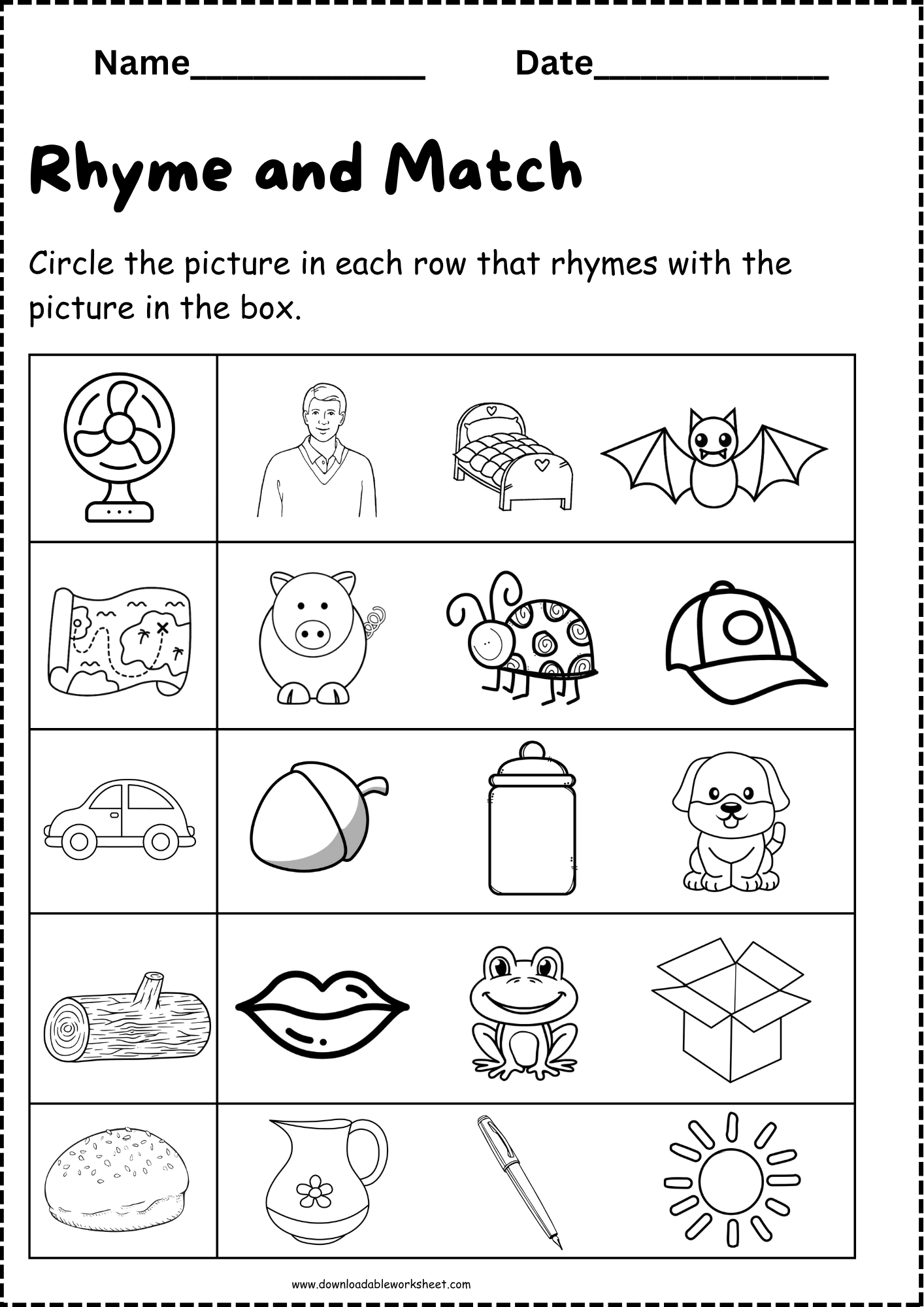 20 Fun Rhyming Words for Kindergarten(Free Worksheets Inside)