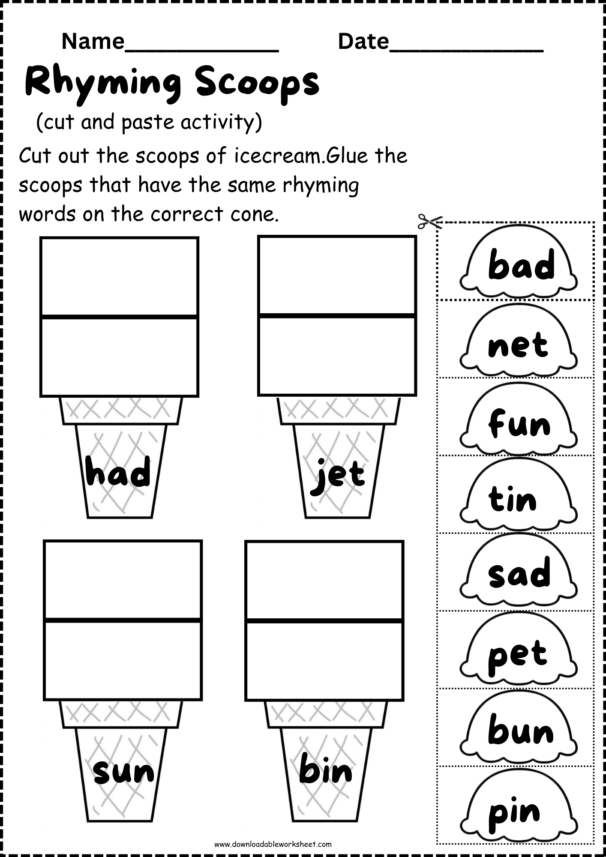 20 Fun Rhyming Words for Kindergarten(Free Worksheets Inside)