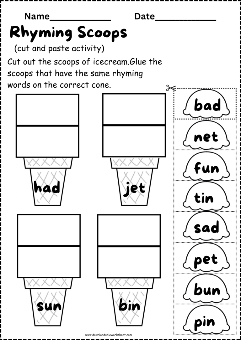 20 Fun Rhyming Words for Kindergarten(Free Worksheets Inside)