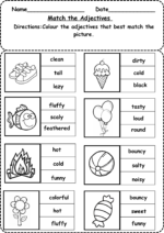 Free Adjective Worksheets – Color, Choose & Match Adjectives