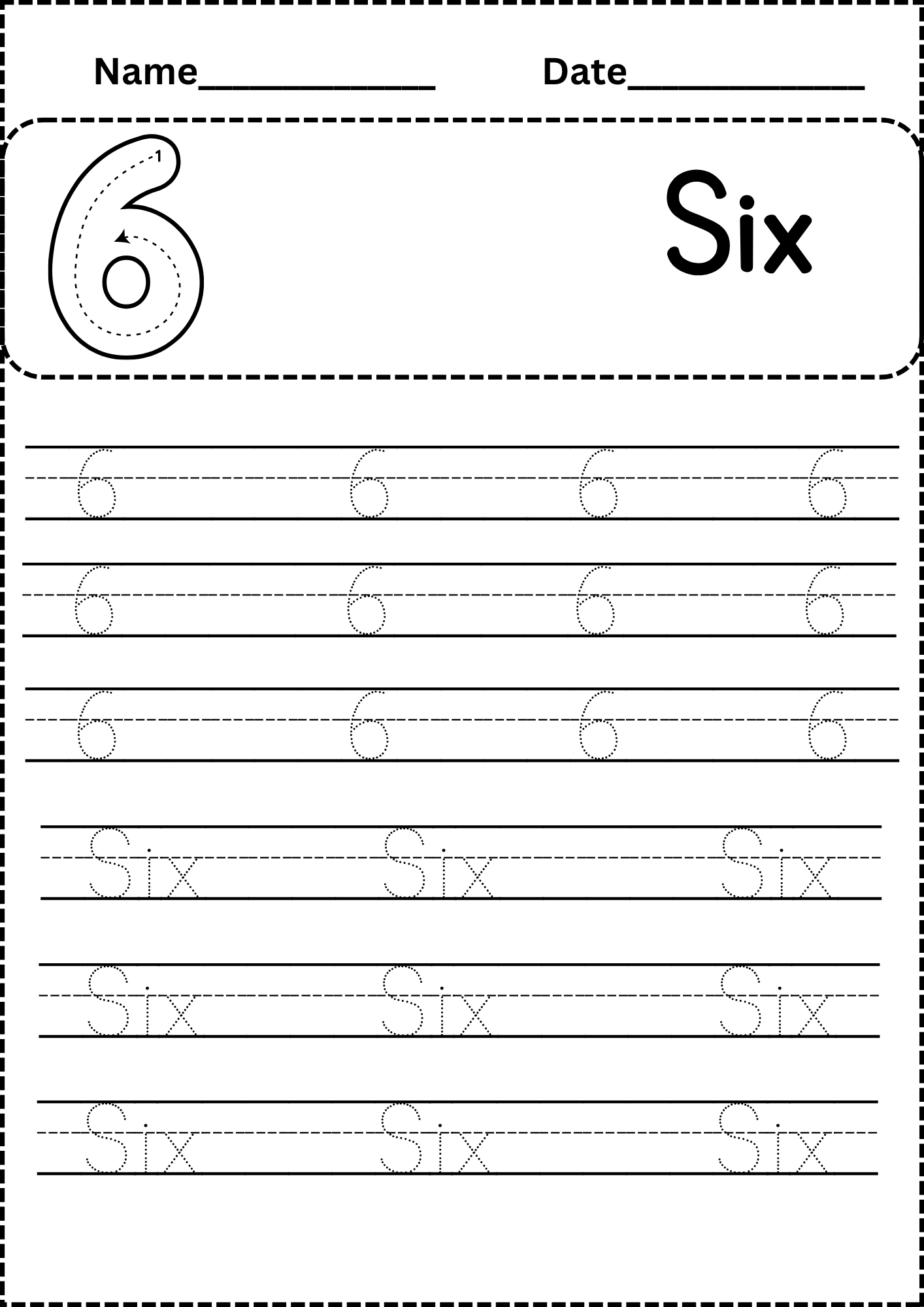 Free Number Tracing Worksheets for Kindergarten