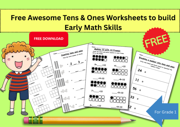 Free Tens and Ones Worksheets to build early math skills.