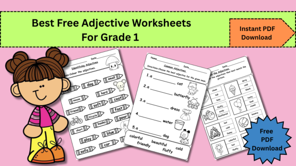 Free Adjective Worksheets – Color, Choose & Match Adjectives