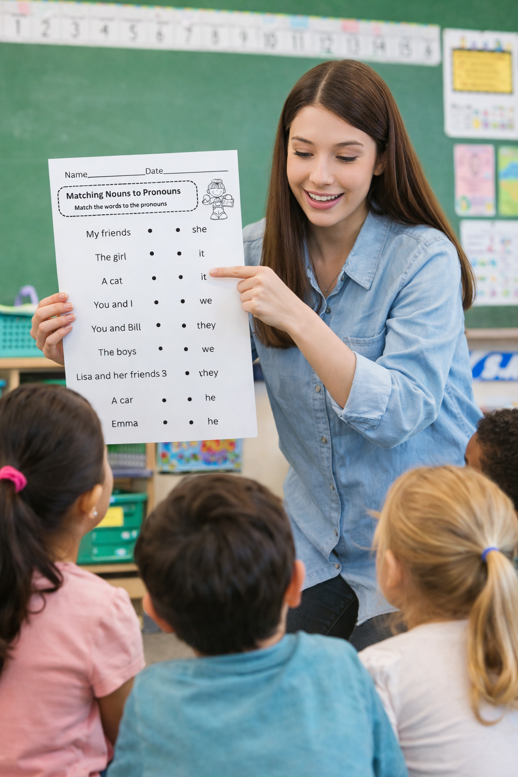 Match the Nouns to Pronouns Worksheet for Kids | Grammar Practice