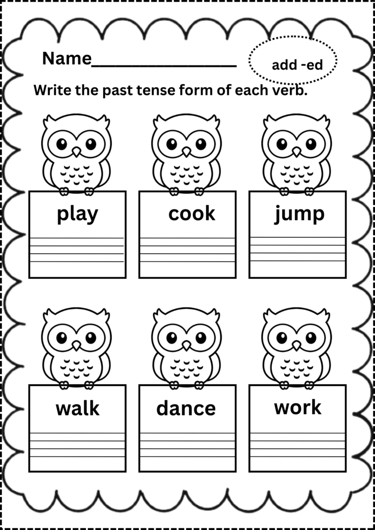 Past Tense Verbs Worksheets | Add -ed | Grade 1 & 2