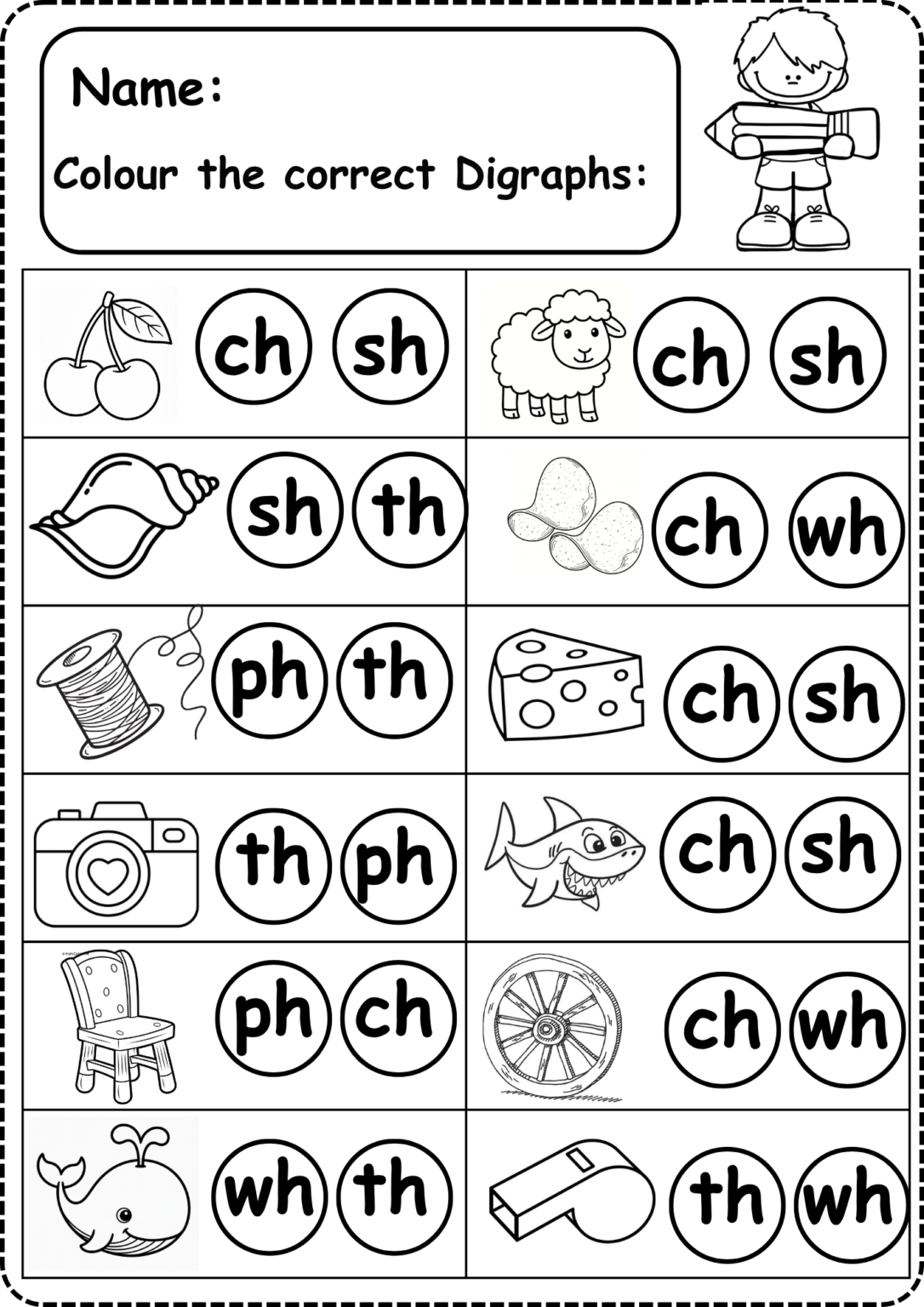 Digraph Worksheets for Kindergarten – Fun & Printable Phonics Activities
